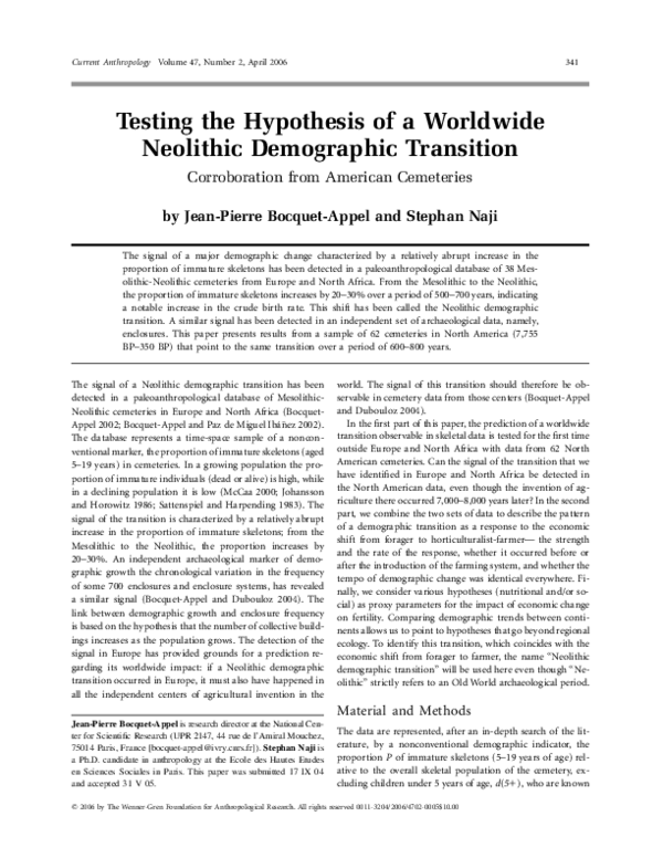 (PDF) Testing the Hypothesis of a Worldwide Neolithic Demographic ...