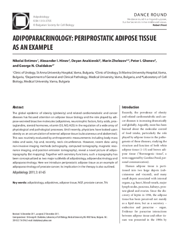 (PDF) Adipoparacrinology: periprostatic adipose tissue as an example