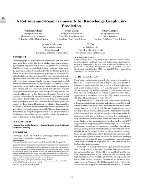 (PDF) A Retrieve-and-Read Framework for Knowledge Graph Link Prediction