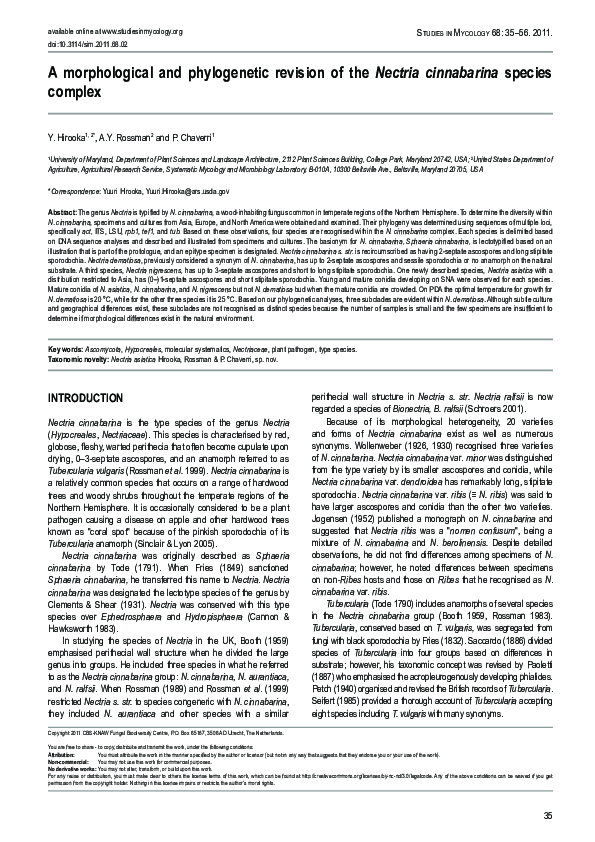 (PDF) A morphological and phylogenetic revision of the Nectria ...