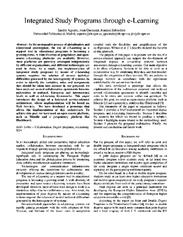 (PDF) Integrated study programs through e-Learning