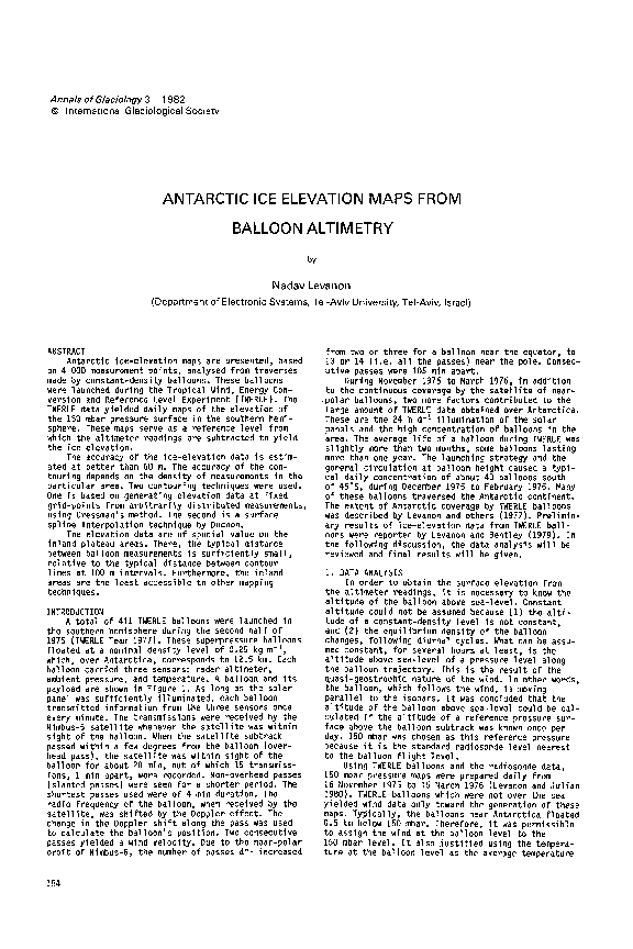 (PDF) Antarctic Ice Elevation Maps From Balloon Altimetry