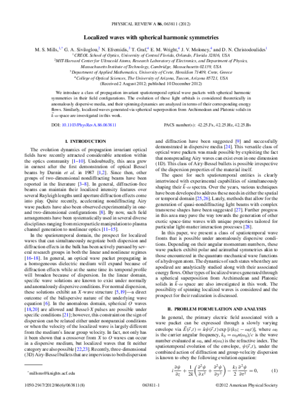 (PDF) Localized waves with spherical harmonic symmetries