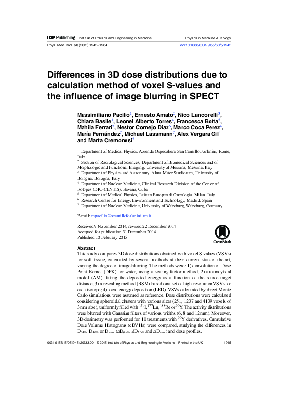 (PDF) Differences in 3D dose distributions due to calculation method of voxel S-values and the ...