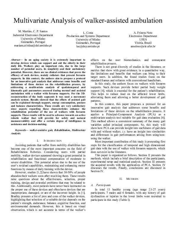 (PDF) Multivariate analysis of walker-assisted ambulation