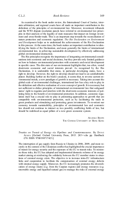 (PDF) Treaties on Transit of Energy via Pipelines and Countermeasures ...