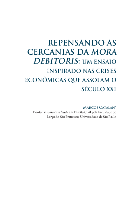 (PDF) Repensando as cercanias da mora debitoris: um ensaio inspirado ...