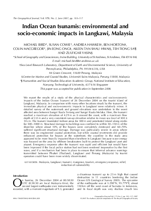 (PDF) Indian Ocean tsunamis: environmental and socio‐economic impacts ...
