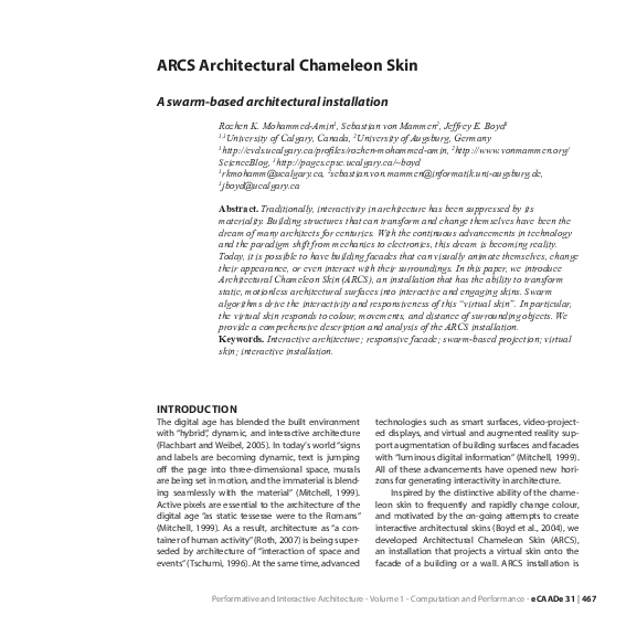 (PDF) ARCS Architectural Chameleon Skin: A swarm-based architectural ...
