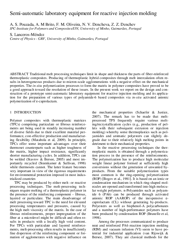 (PDF) Semi-automatic laboratory equipment for reactive injection moulding