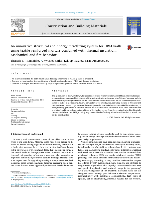 (PDF) An innovative structural and energy retrofitting system for URM ...
