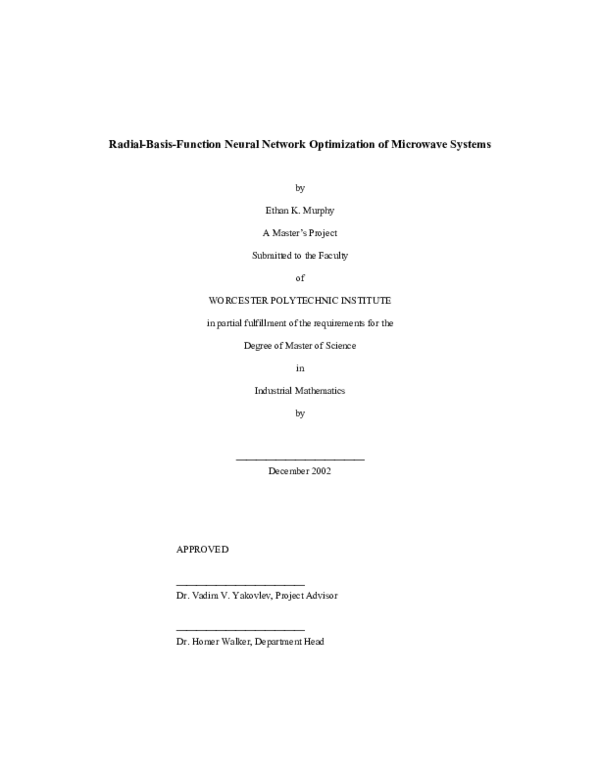 (PDF) Radial-Basis-Function Neural Network Optimization of Microwave Systems