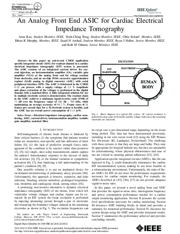 (PDF) An Analog Front End ASIC for Cardiac Electrical Impedance Tomography