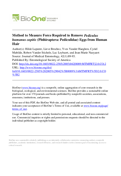 (PDF) Method to Measure Force Required to Remove Pediculus humanus ...