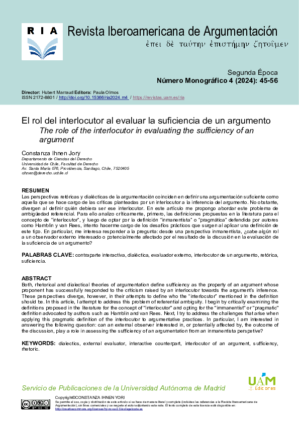 (PDF) El rol del interlocutor al evaluar un argumento