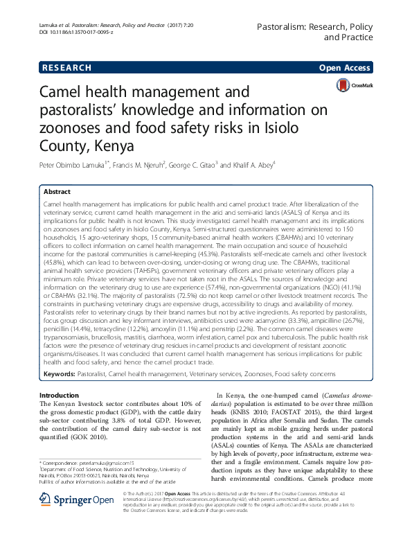(PDF) Camel health management and pastoralists’ knowledge and ...