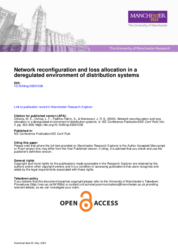 (PDF) Network reconfiguration and loss allocation in a deregulated ...