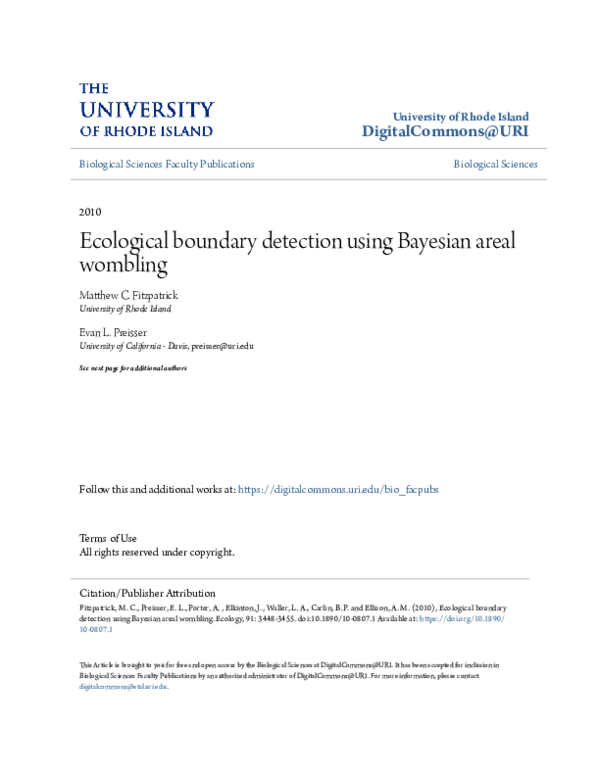 (PDF) Ecological boundary detection using Bayesian areal wombling