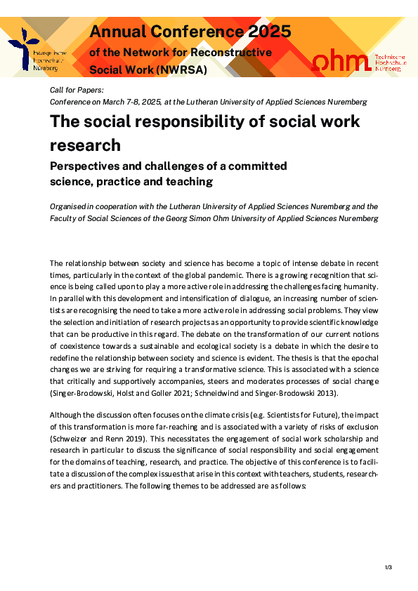(PDF) CfP: The social responsibility of social work research ...