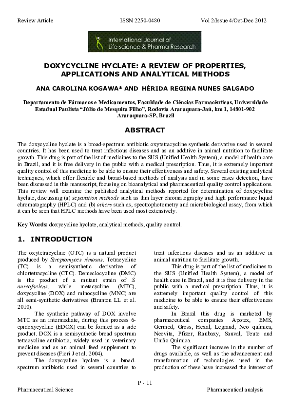 (PDF) Doxycycline hyclate: a review of properties, applications and ...