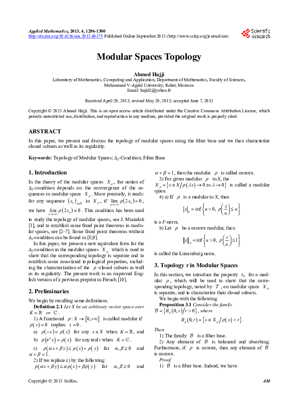 (PDF) Modular Spaces Topology