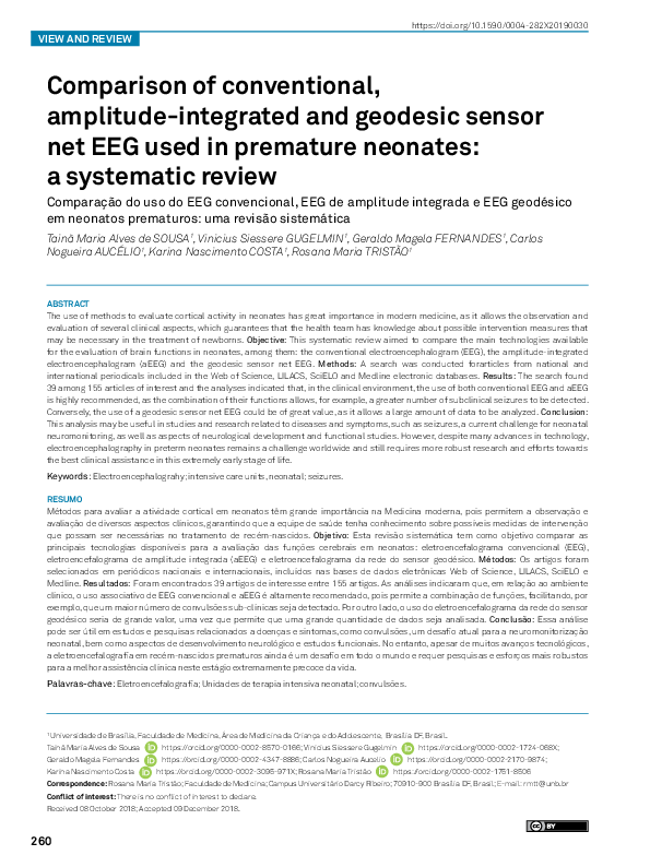 (PDF) Comparison of conventional, amplitude-integrated and geodesic sensor net EEG used in ...