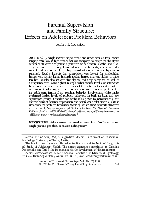 (PDF) Parental Supervision and Family Structure