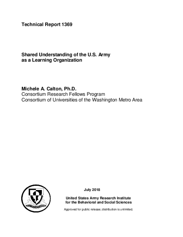 (PDF) Shared Understanding of the U.S. Army as a Learning Organization