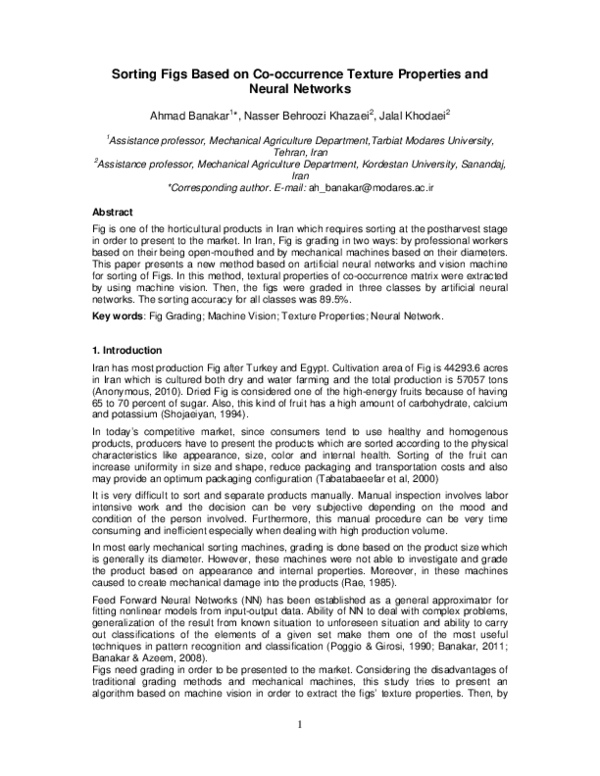 (PDF) Sorting Figs Based on Co-occurrence Texture Properties and Neural ...