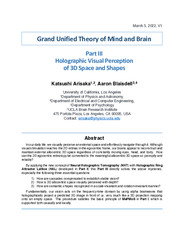 (PDF) Grand Unified Theory of Mind and Brain - Part III: Holographic ...