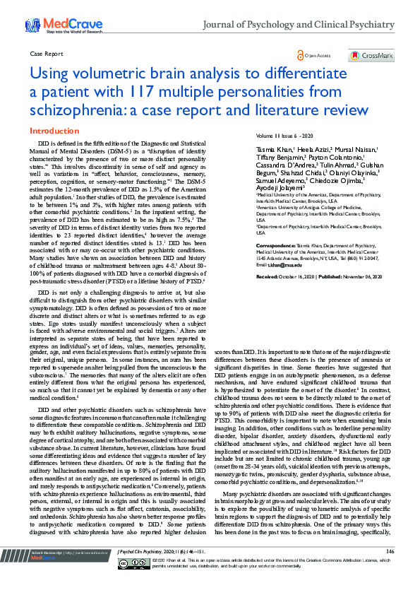 (PDF) Using volumetric brain analysis to differentiate a patient with 117 multiple personalities ...