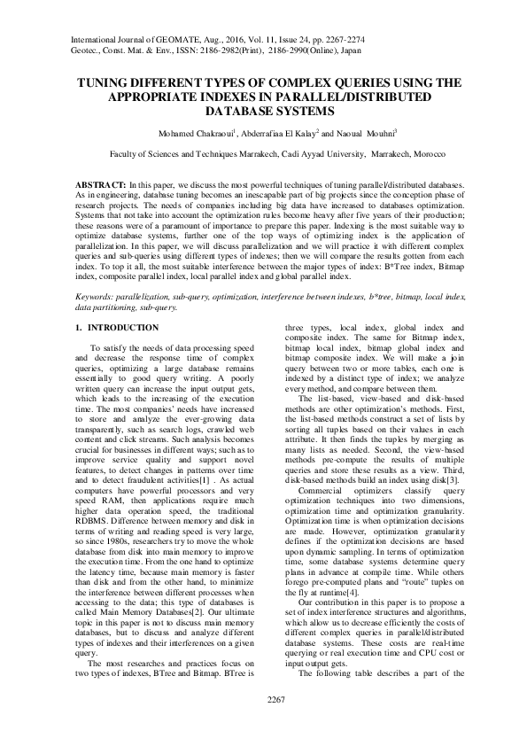 Pdf Tuning Different Types Of Complex Queries Using The Appropriate Indexes In Parallel