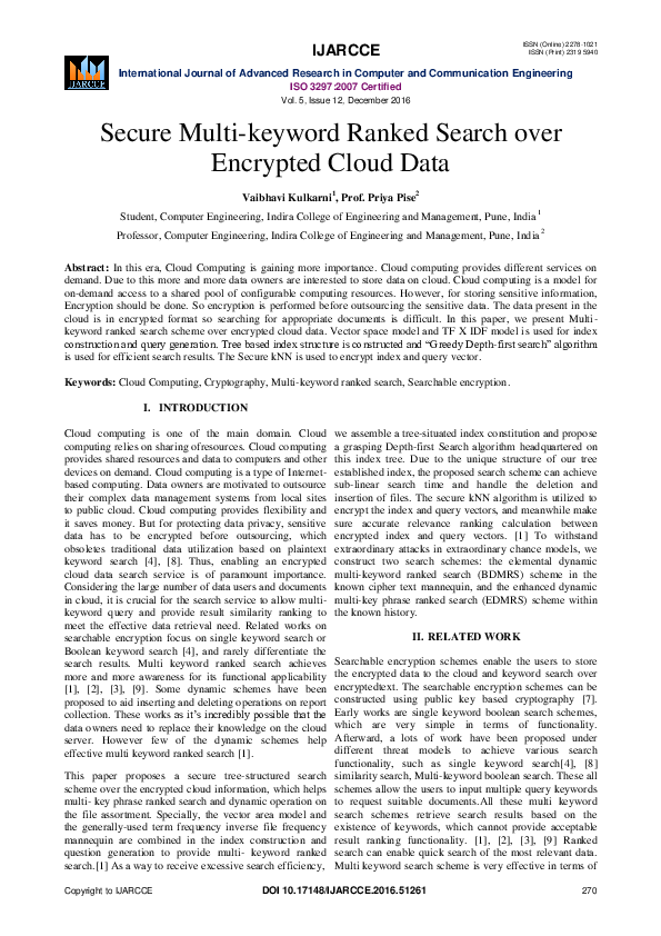 (PDF) Secure Multi-keyword Ranked Search over Encrypted Cloud Data