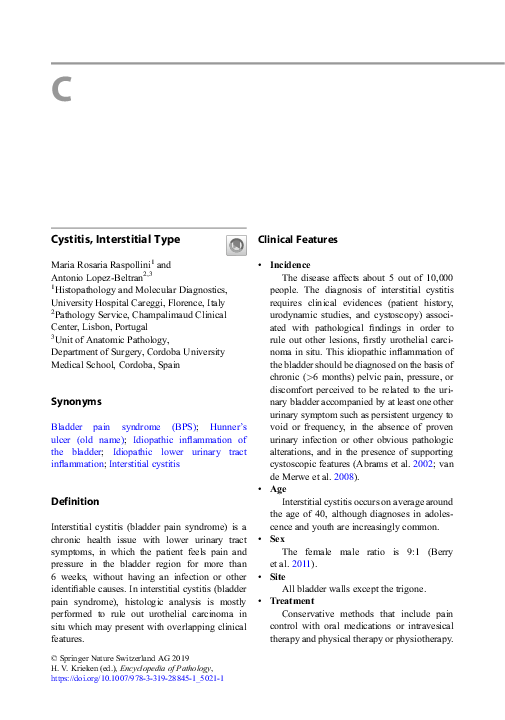 (PDF) Cystitis, Interstitial Type
