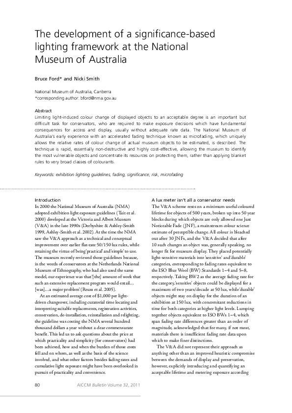 (PDF) The development of a significance-based lighting framework at the ...