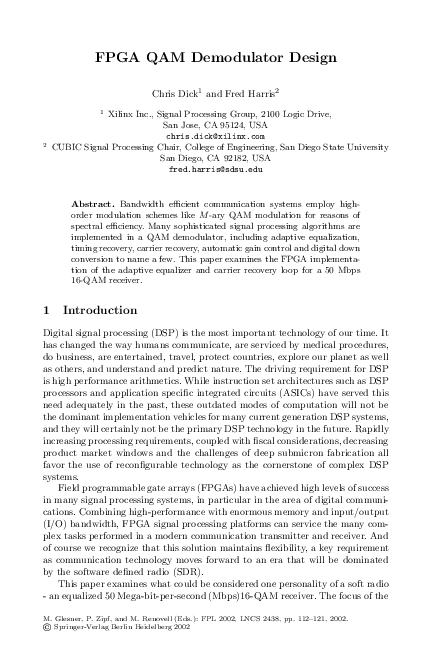 (PDF) FPGA QAM Demodulator Design