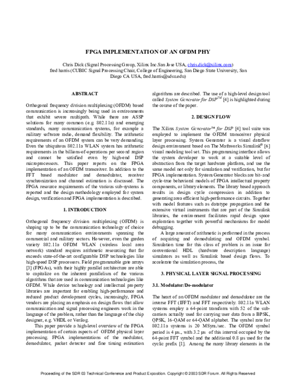 (PDF) FPGA implementation of an OFDM PHY (PDF) FPGA implementation of an OFDM PHY