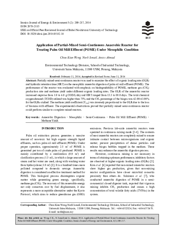 (PDF) Application of Partial-Mixed Semi-Continuous Anaerobic Reactor ...
