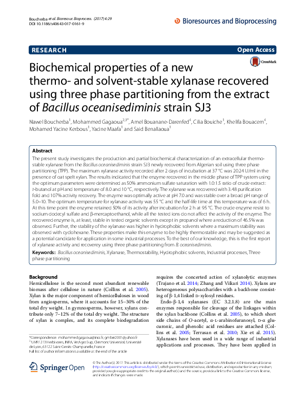 (PDF) Biochemical properties of a new thermo- and solvent-stable ...