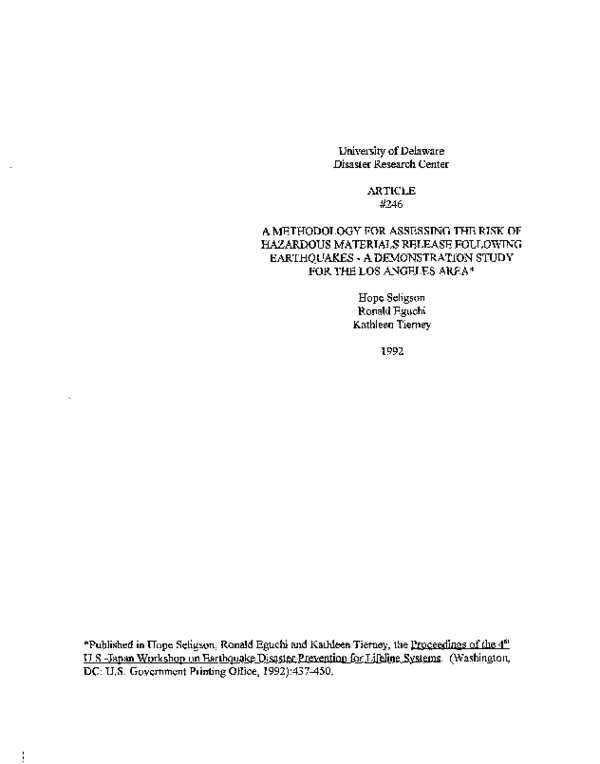 (PDF) A Methodology For Assessing The Risk Of Hazardous Materials ...