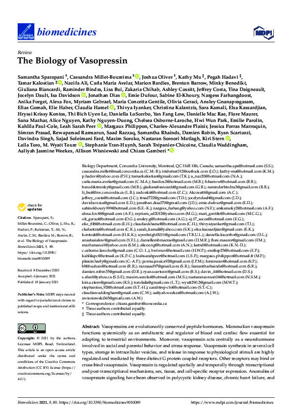 (PDF) The Biology of Vasopressin