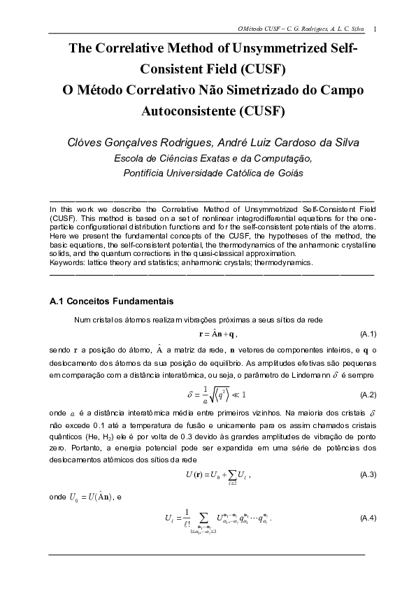 (PDF) The Correlative Method of Unsymmetrized Self-Consistent Field (CUSF)