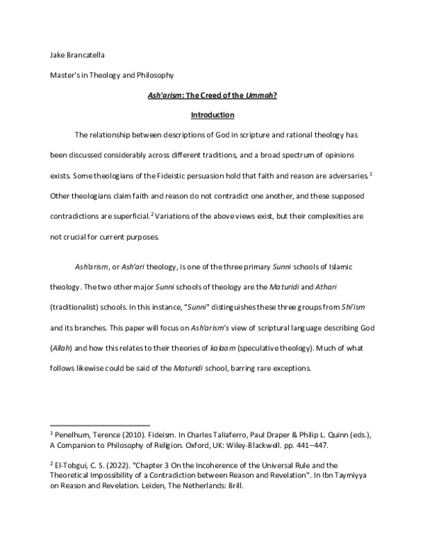 (PDF) Ash'arism: The Creed of the Ummah?