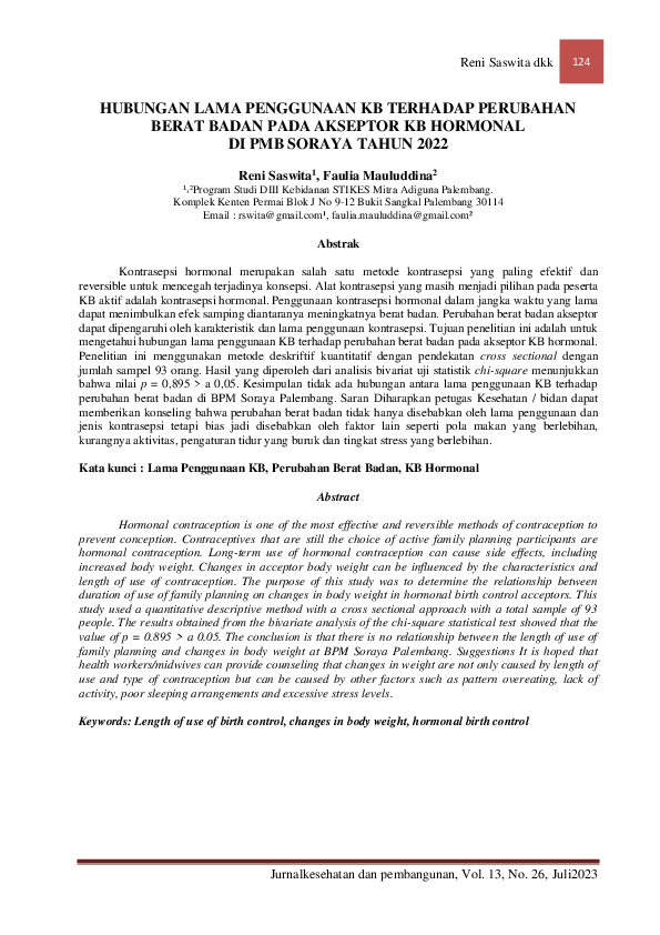 (PDF) Hubungan Lama Penggunaan KB Terhadap Perubahan Berat Badan Pada Akseptor KB Hormonal DI ...