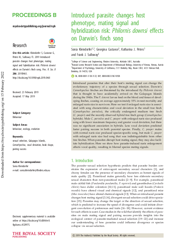 (PDF) Introduced parasite changes host phenotype, mating signal and ...