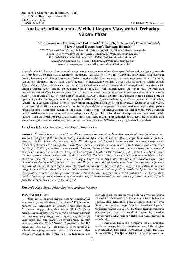 (PDF) Analisis Sentimen untuk Melihat Respon Masyarakat Terhadap Vaksin ...