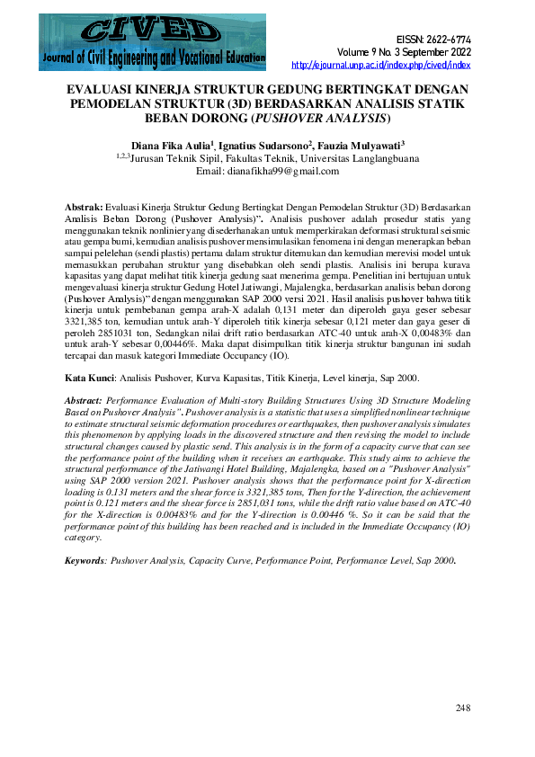 (PDF) Evaluasi Kinerja Struktur Gedung Bertingkat dengan Pemodelan Struktur (3D) Berdasarkan ...