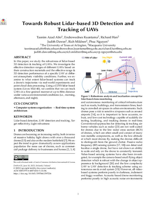 Pdf Towards Robust Lidar Based 3d Detection And Tracking Of Uavs