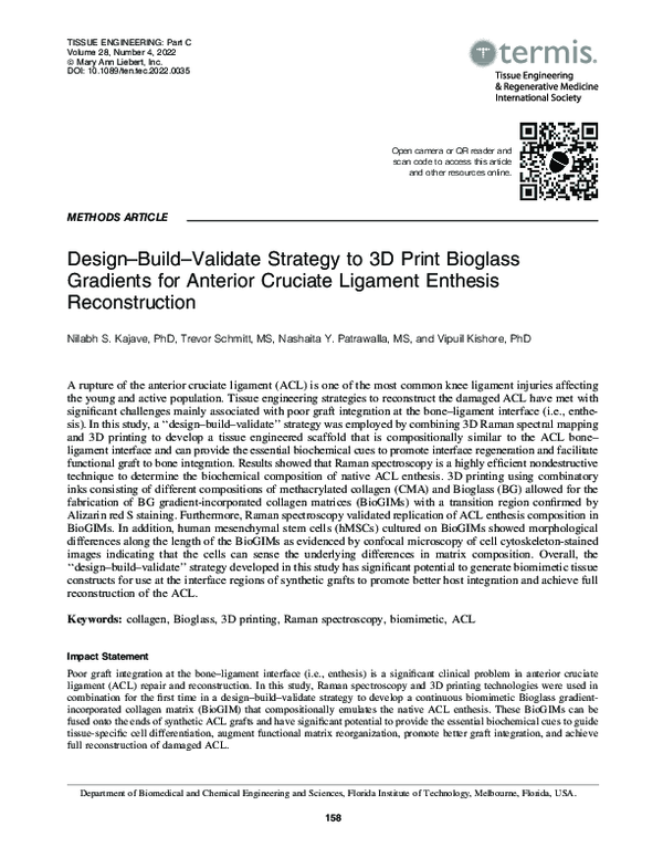 (PDF) Design–Build–Validate Strategy to 3D Print Bioglass Gradients for Anterior Cruciate ...