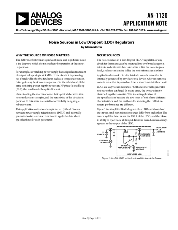 (PDF) Noise Sources in Low Dropout (LDO) Regulators